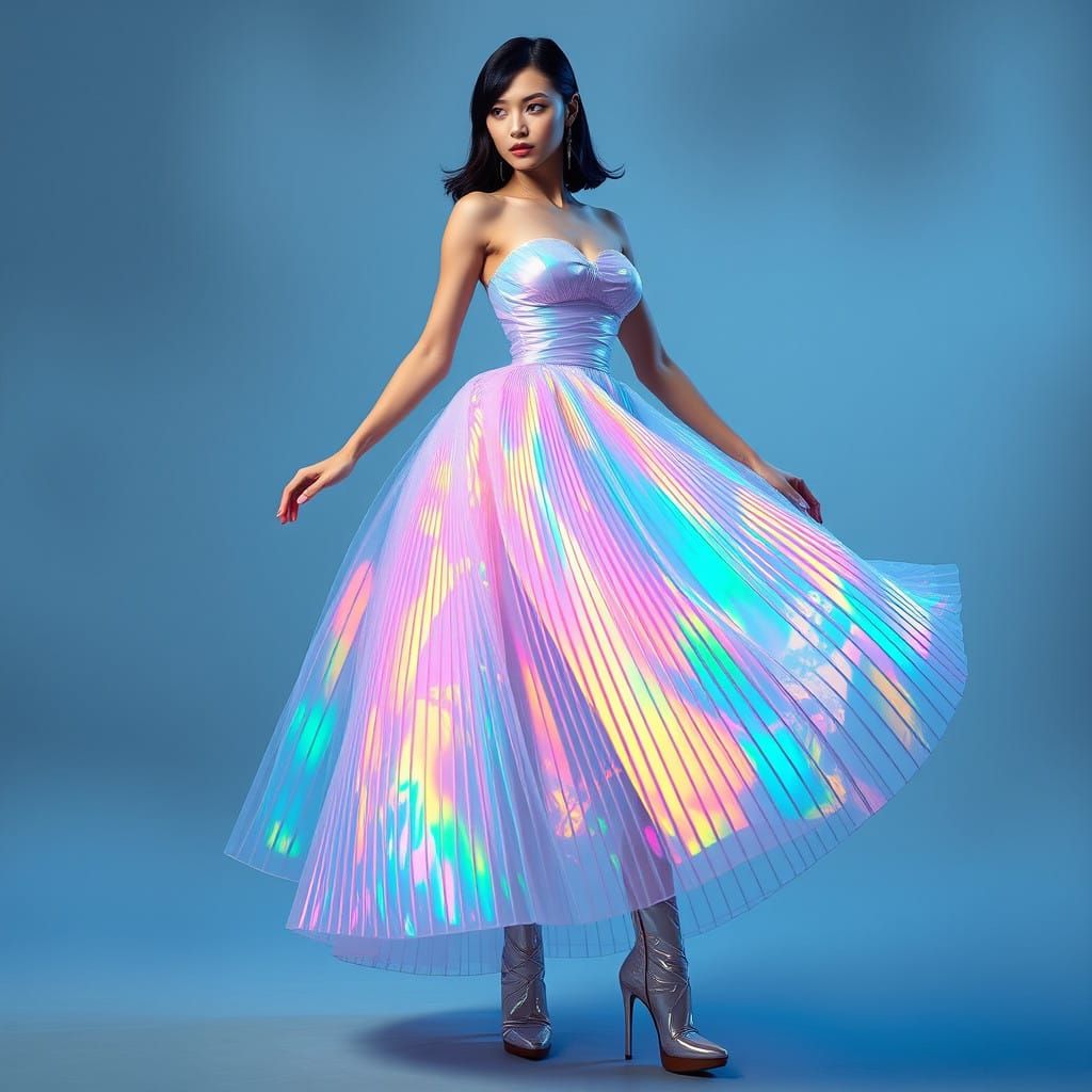 Translucid Iridescent Gown - Ethereal Goddess in Iridescent ...
