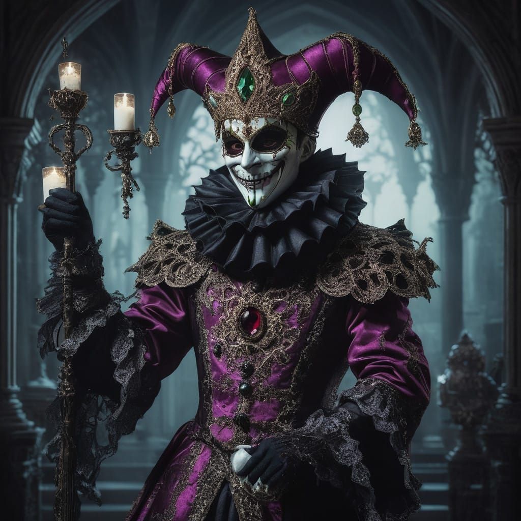 Jester 3 - Mysterious Gothic Jester in a Medieval Cathedral