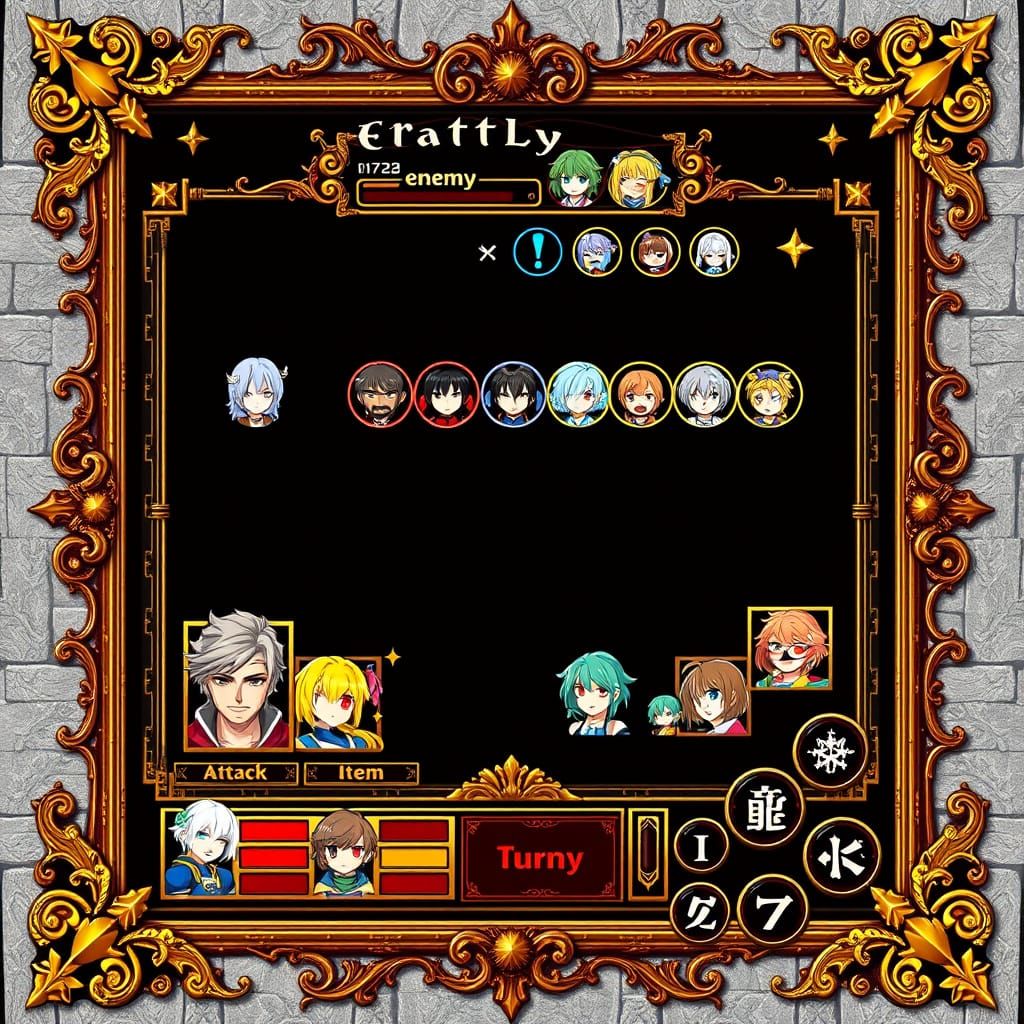 Medieval Battle Screen for JRPG Video Game in Vibr... - AI Art