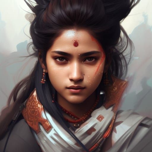 india women samurai head and shoulders portrait, 8k resolution concept ...