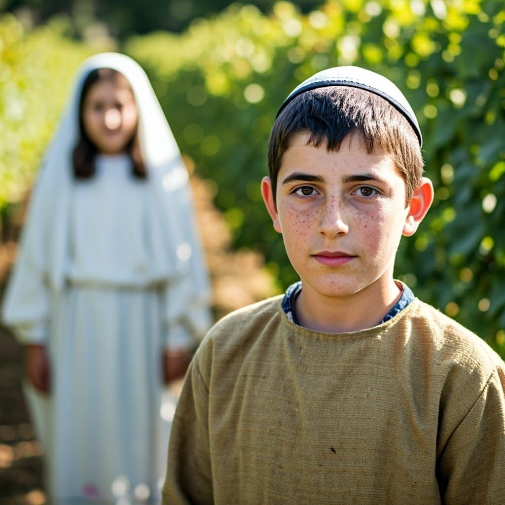 Young Hebrew Shepherd in Vineyard - AI Art