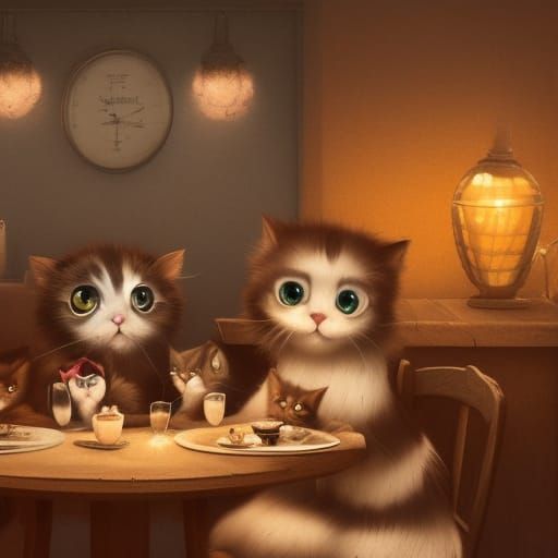 Cat night cafe - AI Generated Artwork - NightCafe Creator