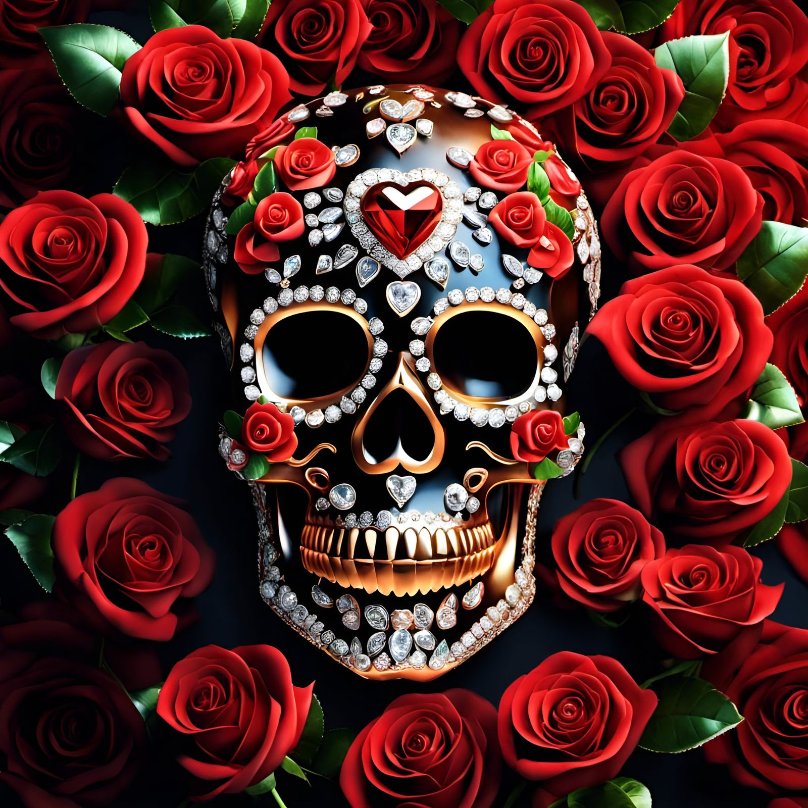 Sugarskull Roses - AI Generated Artwork - NightCafe Creator