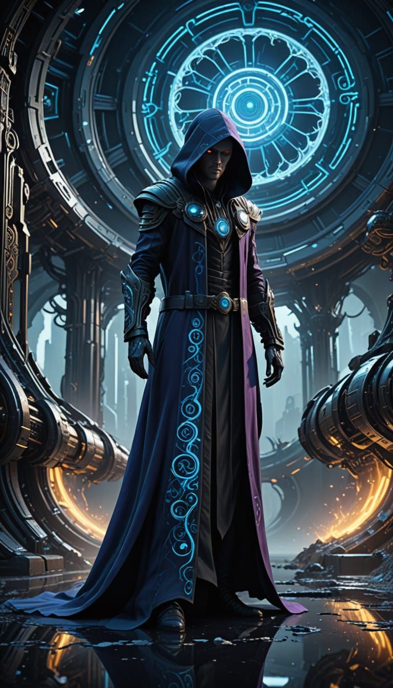 Ethereal Fantasy Robe in Vibrant, Electric Blues a... - AI Art