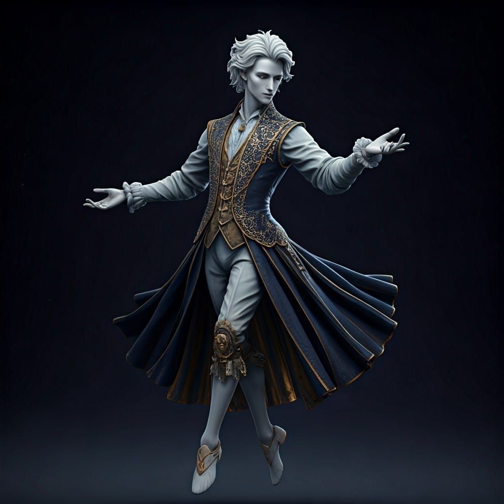 Automata Dancer - Ethereal Porcelain Robot in Aristocratic D...