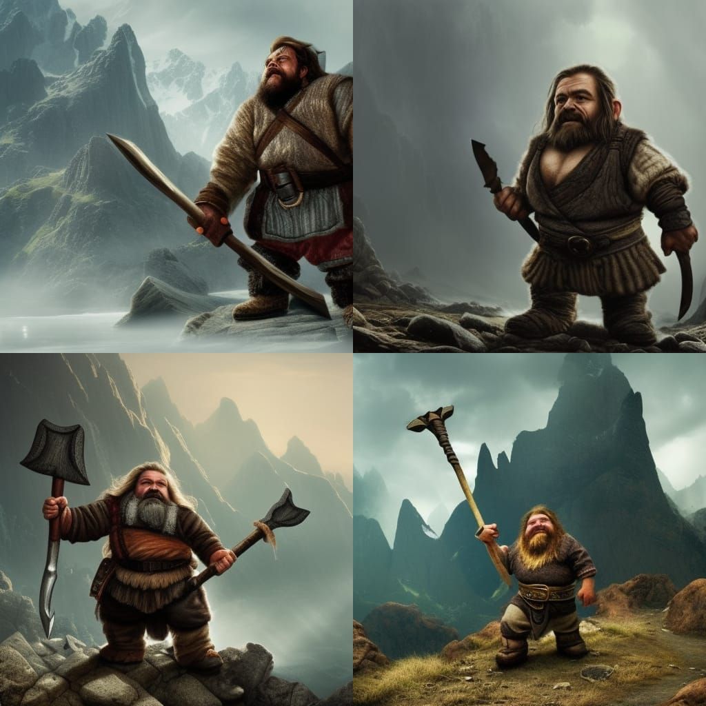 Dwarf in Devastated Mountain Landscape - AI Art