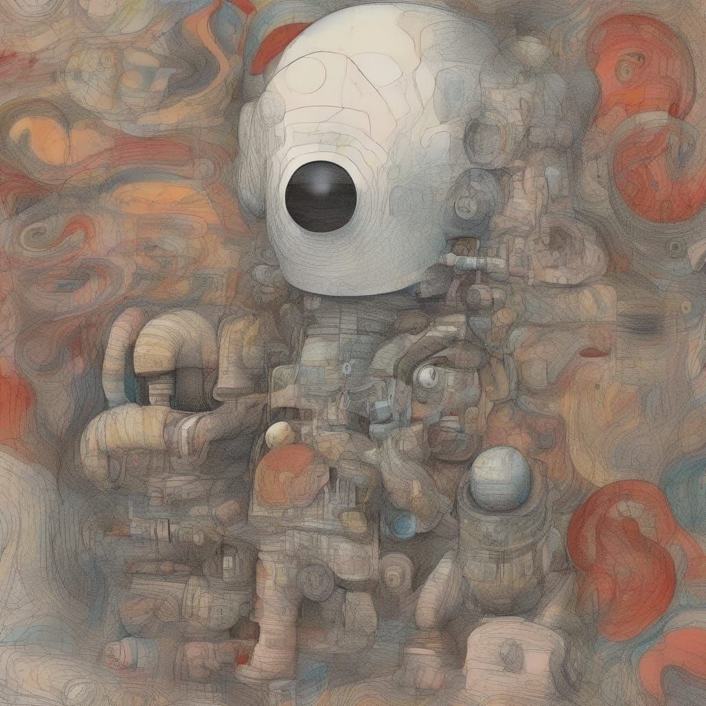 Gothic Robot Masterpiece in Impressionist Gouache ... - AI Art