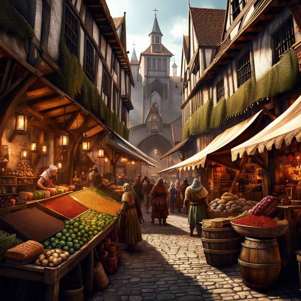 Medieval marketplace - AI Generated Artwork - NightCafe Creator