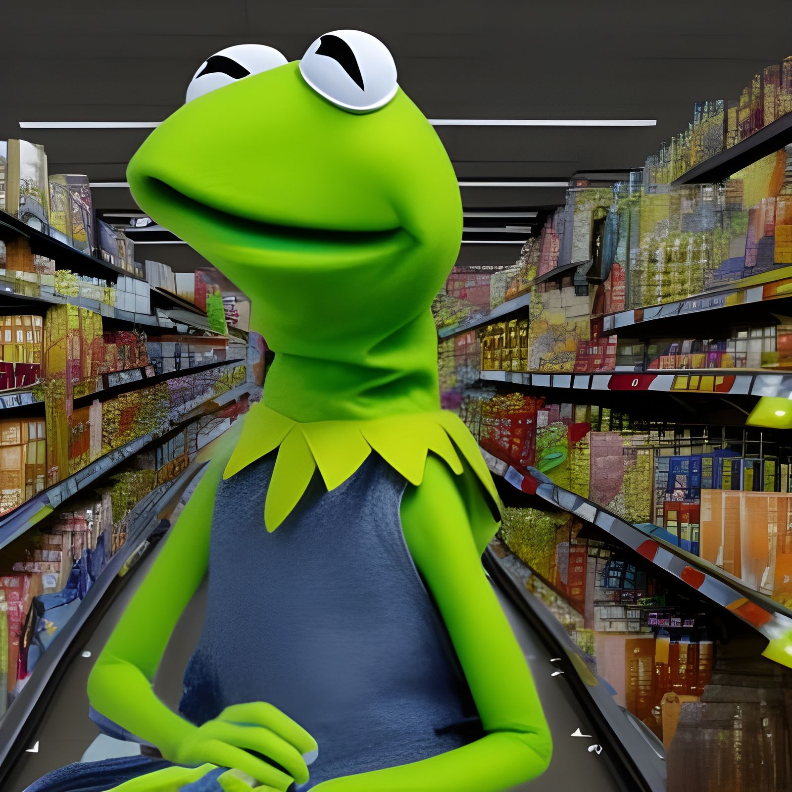 Kermit going shopping - AI Generated Artwork - NightCafe Creator