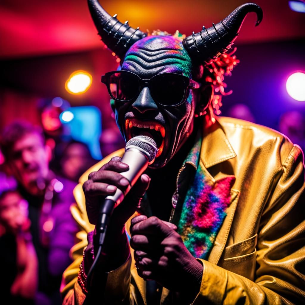 Black Acid Devil Drops the Mic at Karaoke III - AI Generated Artwork ...