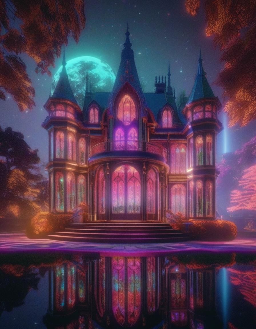 Psychedelic Mansion - AI Generated Artwork - NightCafe Creator