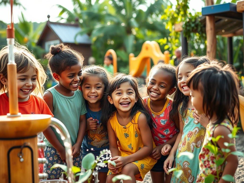 Sunny Solarpunk Playground in Vibrant Color - AI Art