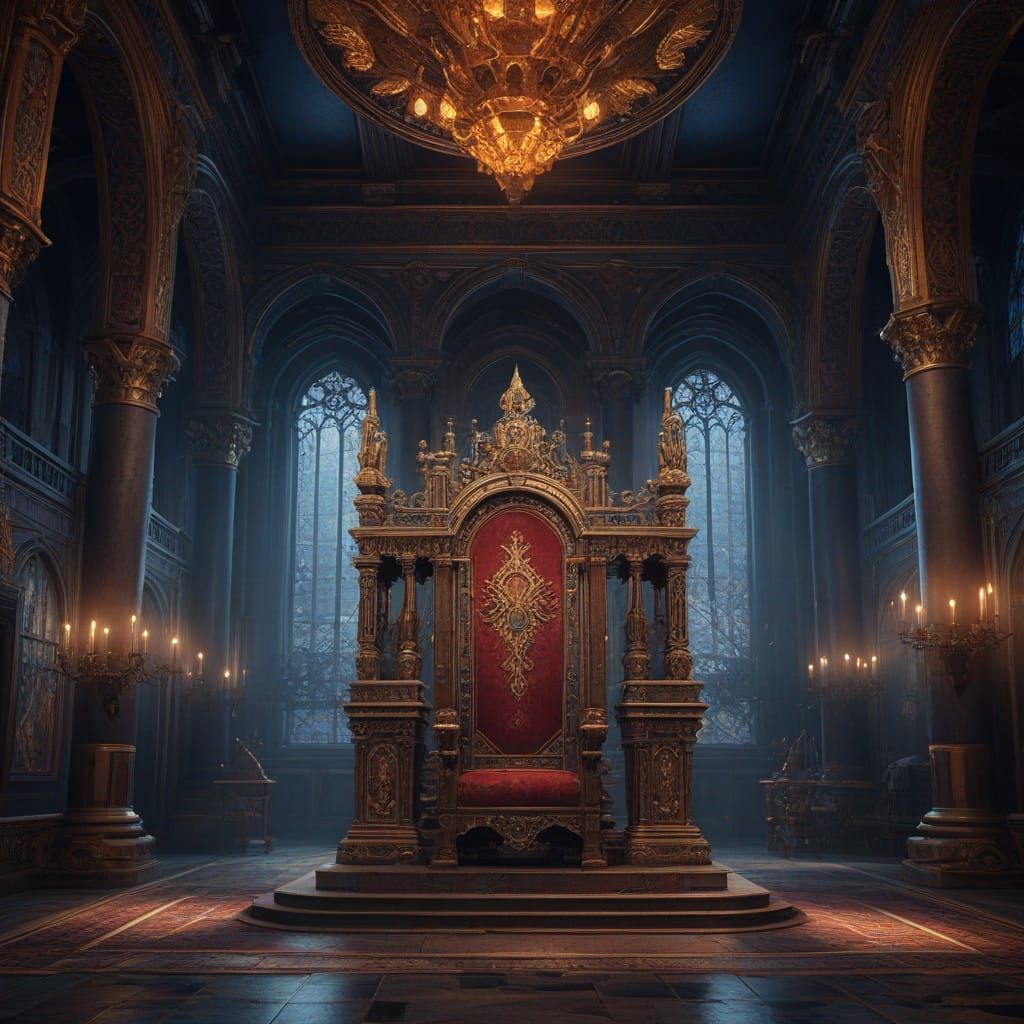 a rich throne in a great hall - Majestic Throne in Grand, Hi...
