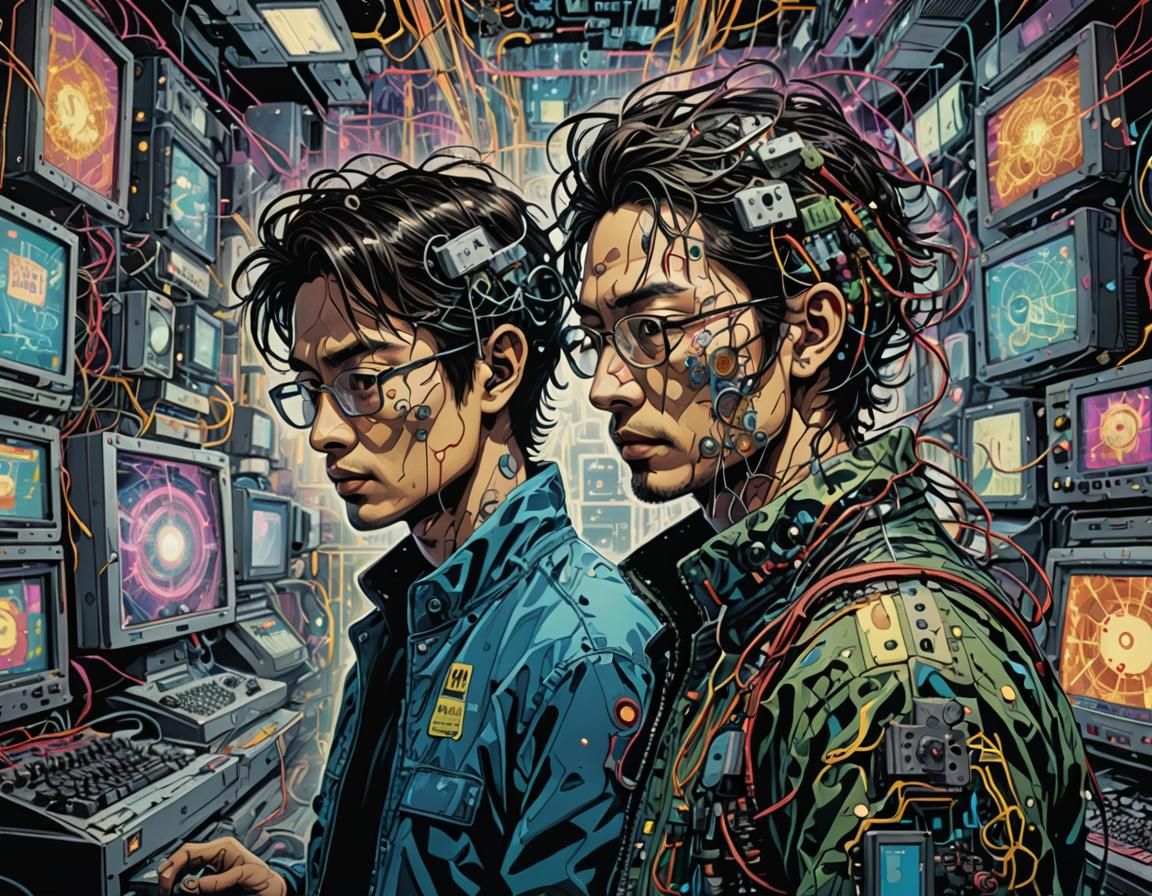 computer gamers double exposure quantum entanglement chaos theory, cel ...