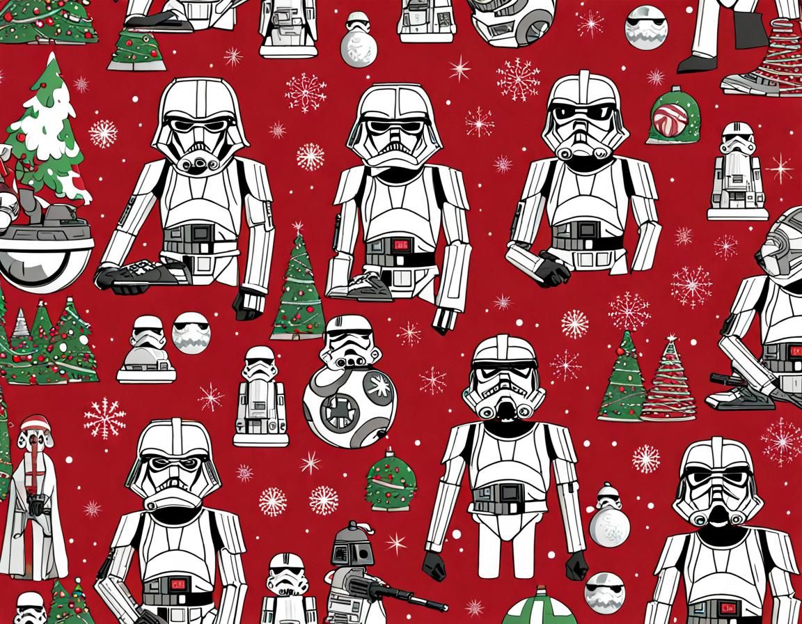 Star Wars Christmas Wrapping Paper - AI Generated Artwork - NightCafe ...