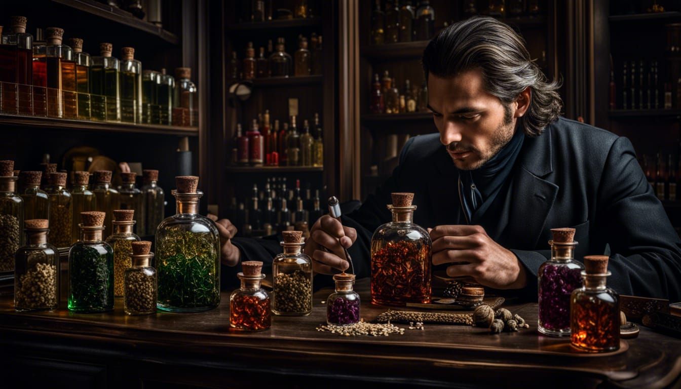 The Perfumer at work - AI Generated Artwork - NightCafe Creator