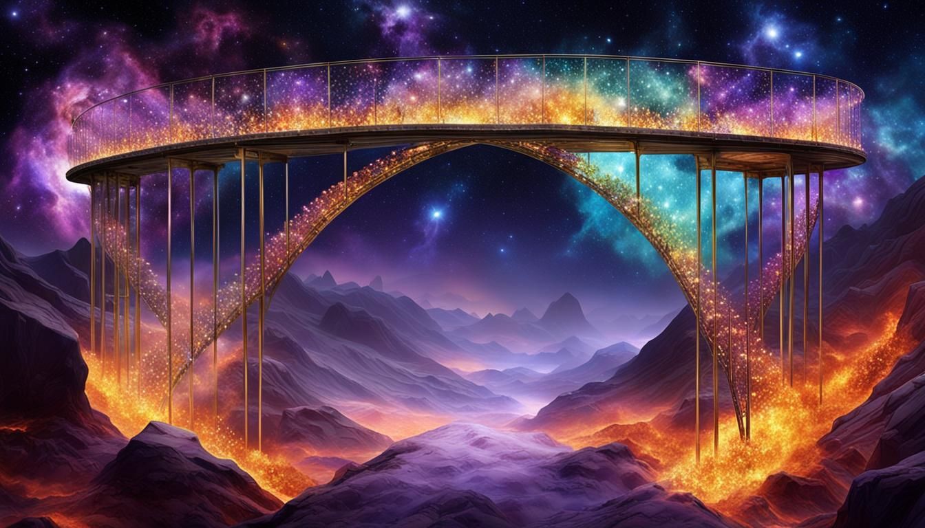 Cosmic Crystallized Bridge: Picture a breathtaking bridge spanning ...