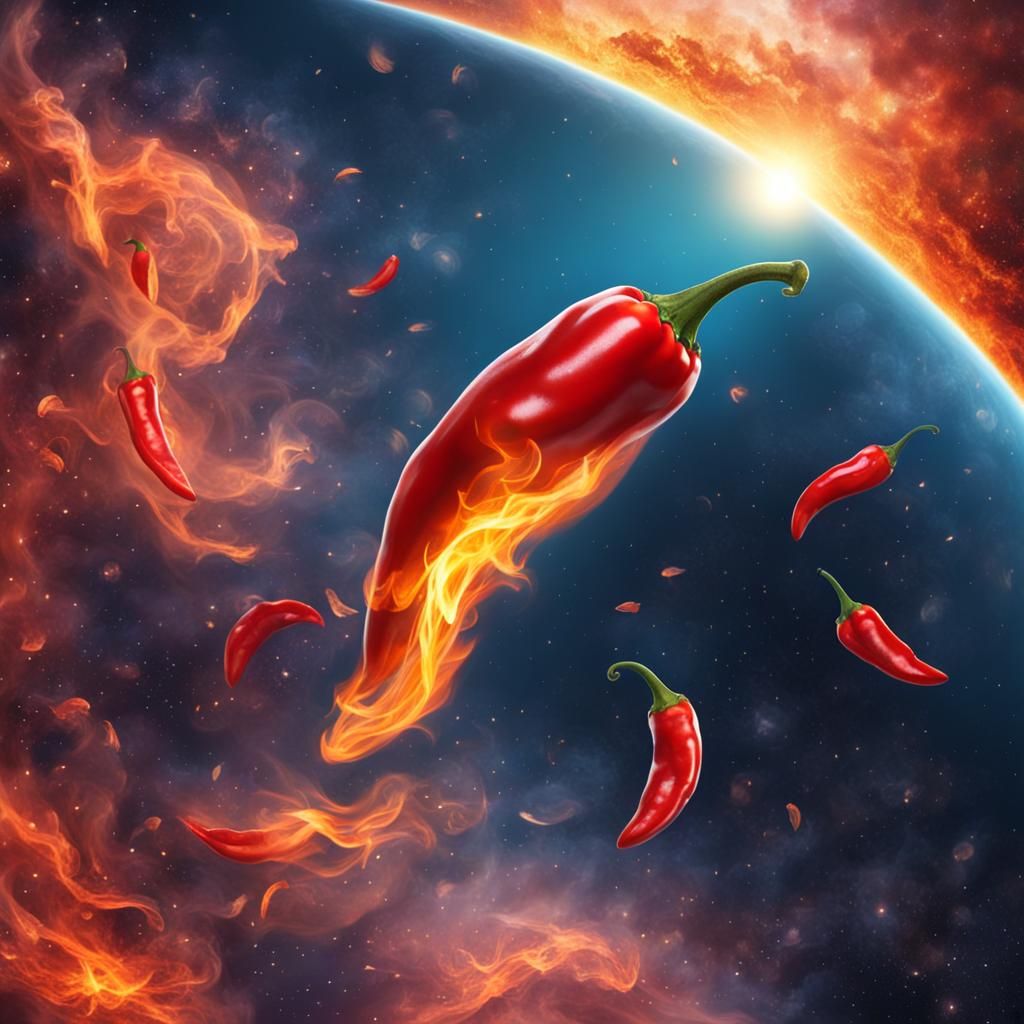 Hot chilli in space - AI Generated Artwork - NightCafe Creator