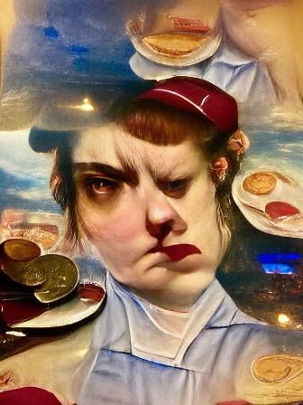 Portrait of the grumpiest waitress Renaissance painting - AI Generated ...