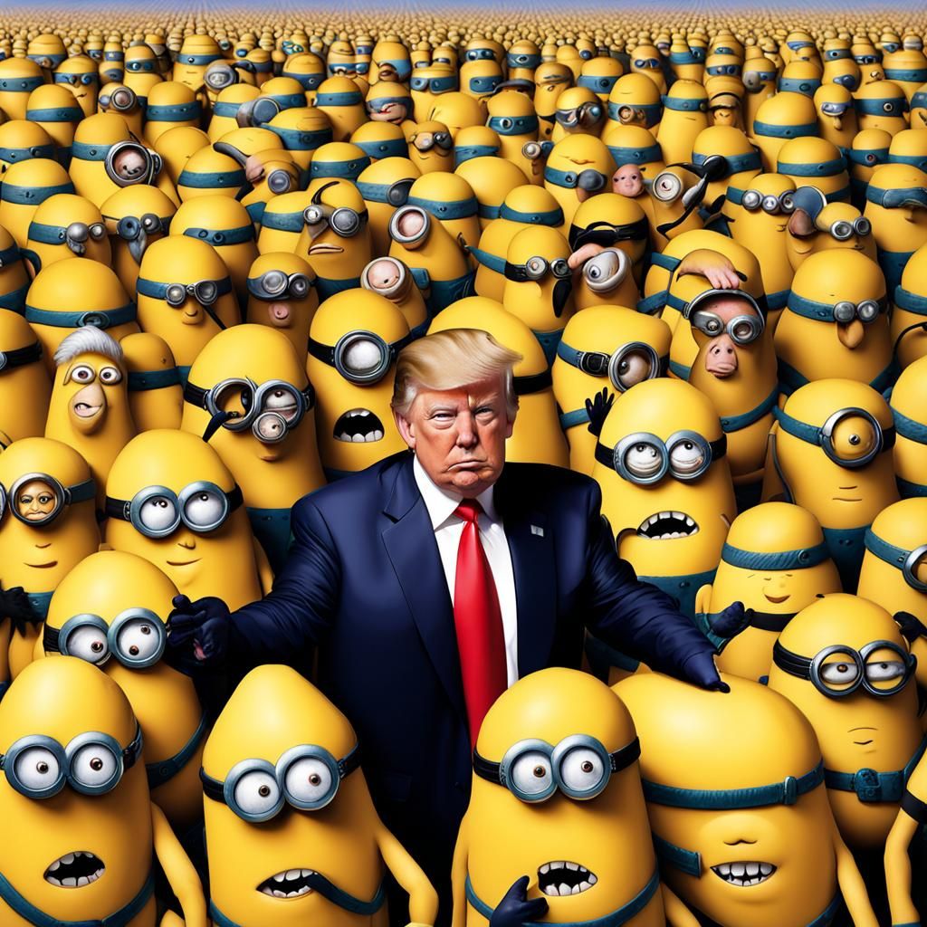 Donald trump and his minions - AI Generated Artwork - NightCafe Creator