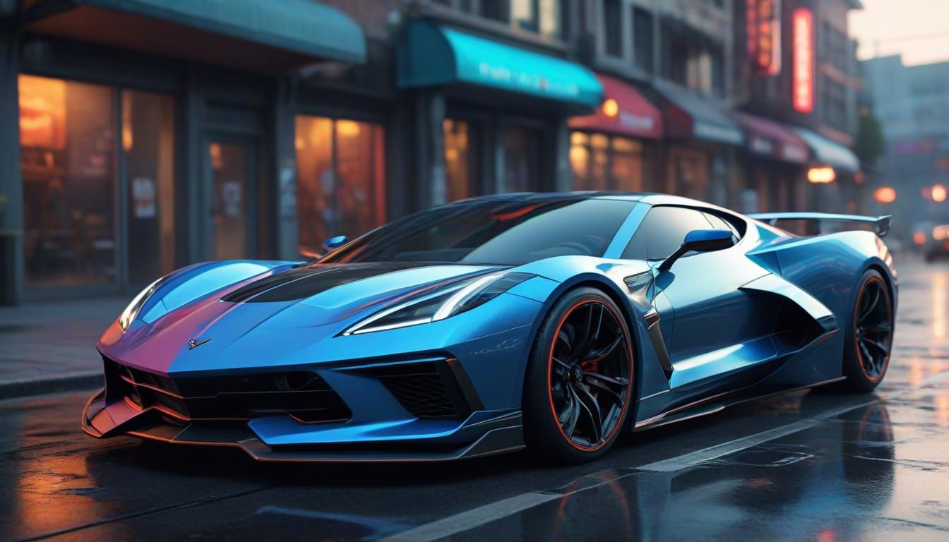 Futuristic Corvette Stingray Concept Car in Anime ... - AI Art
