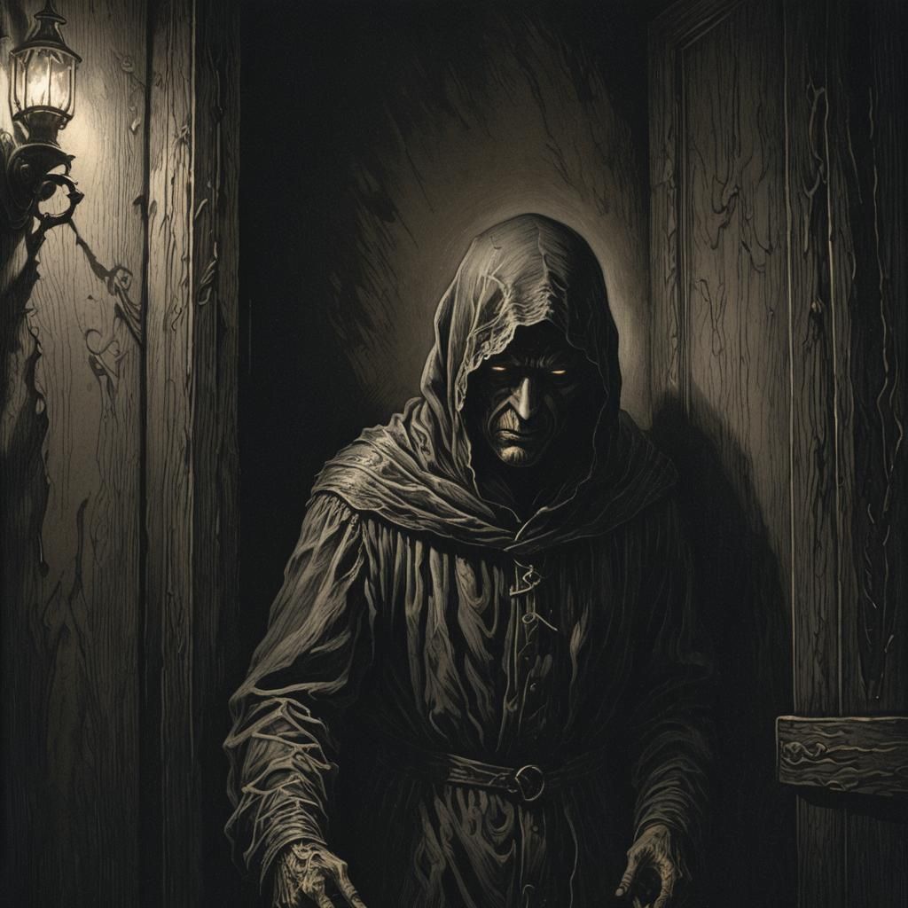 The Old Man - Gothic Monk Emerges from Shadows