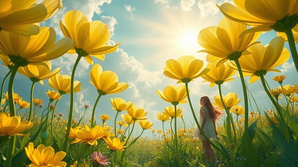 Ethereal Cellophane Flowers Bloom in Vibrant Dream... - AI Art