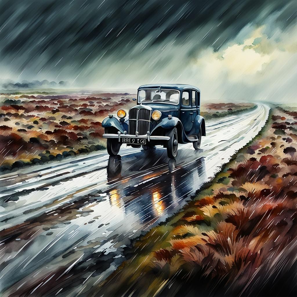 A rainy drive - AI Generated Artwork - NightCafe Creator