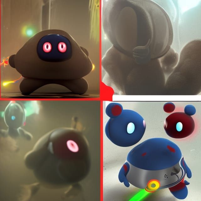 A bean shaped creature with cylinder legs that are all red with a red ...