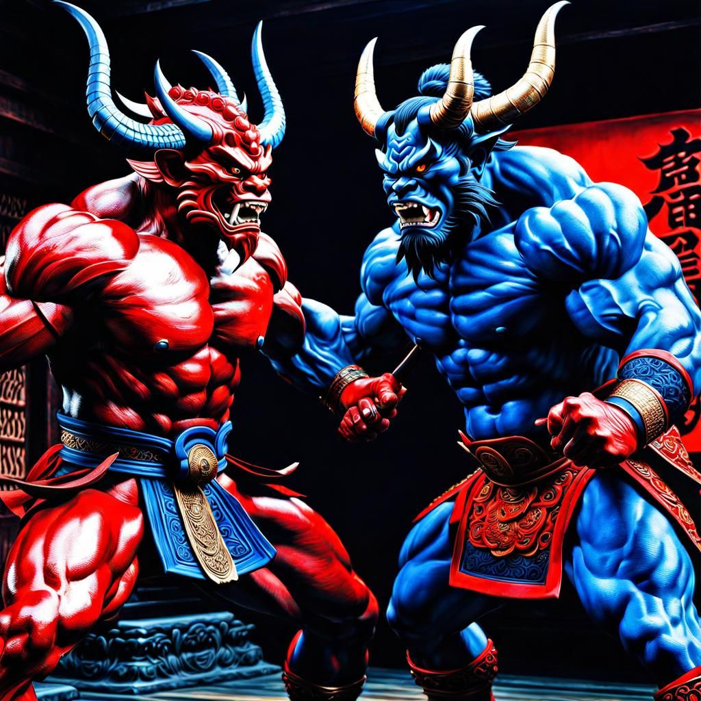 The two Oni meet to determine the King of the Yokai - AI Generated ...