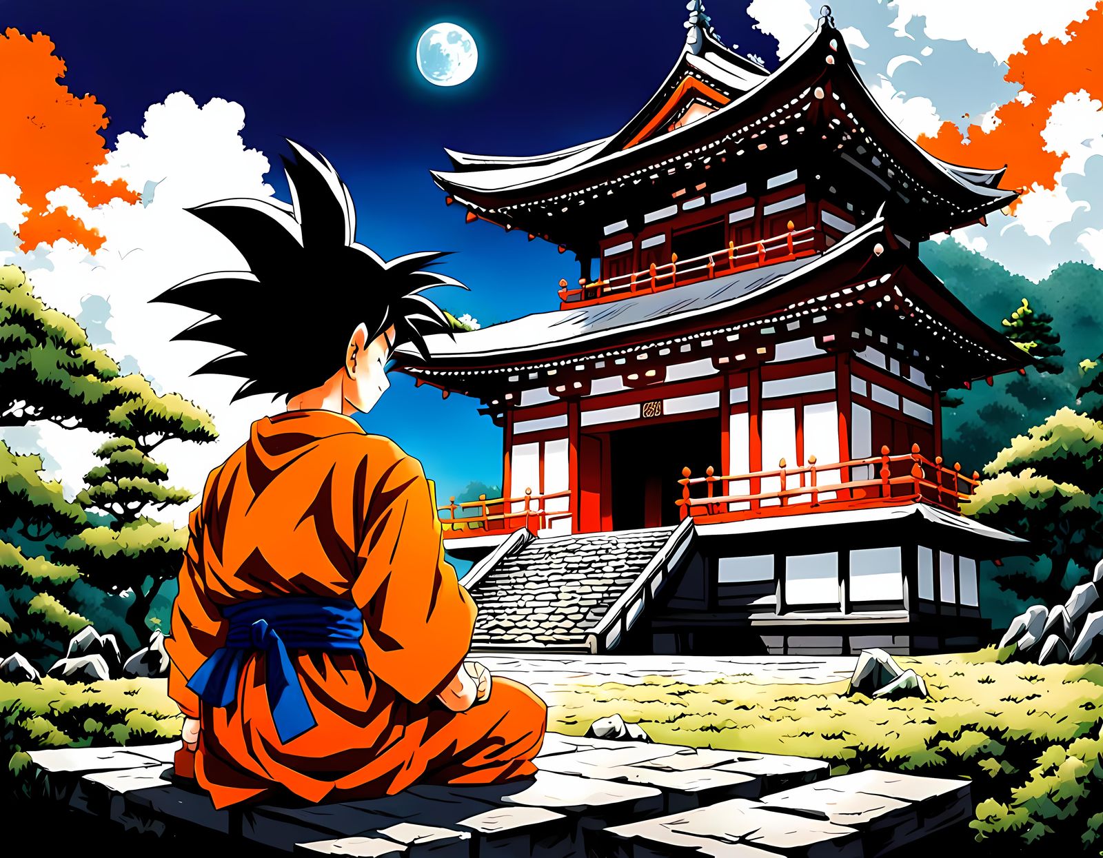 Goku praying at the sanctuary - AI Generated Artwork - NightCafe Creator
