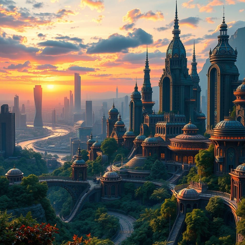 Wave of the Future - Futuristic Solarpunk Cityscape: Gotham-...