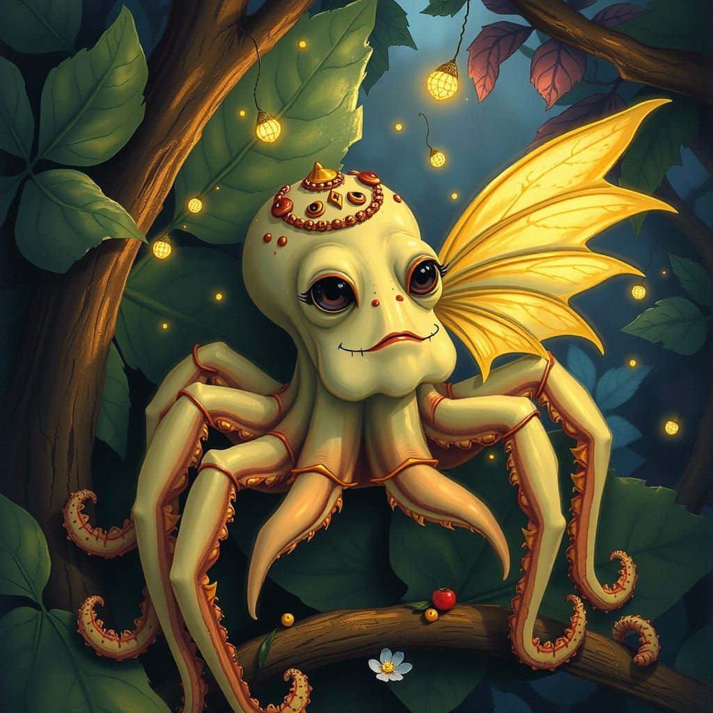 Enchanted Fae Creature in Whimsical Woodland - AI Art