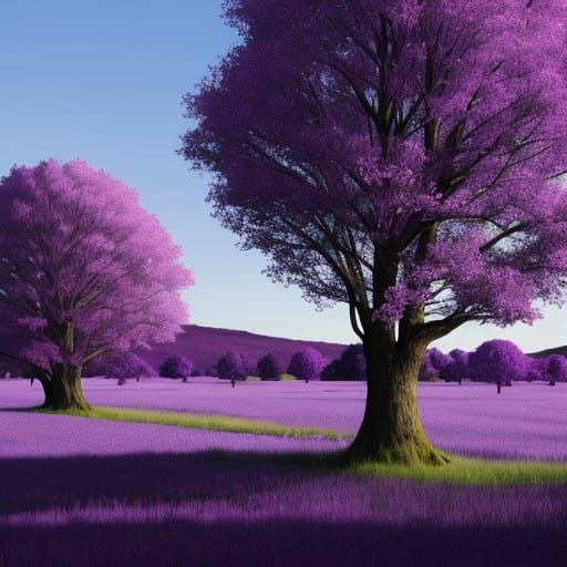 Purple Landscape with Violet Trees - AI Art