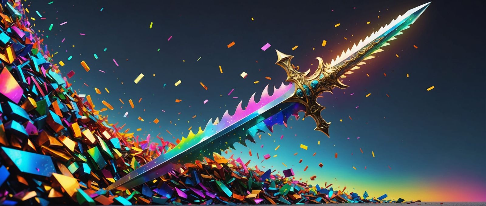 a titanium sword shatters into a thousand pieces and glows a million ...