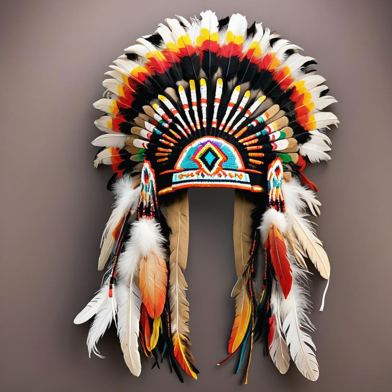 a traditional Native American feather headdress, showcasing a stunning ...