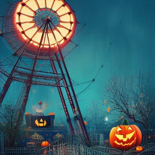 Halloween Ferris Wheel - AI Generated Artwork - NightCafe Creator