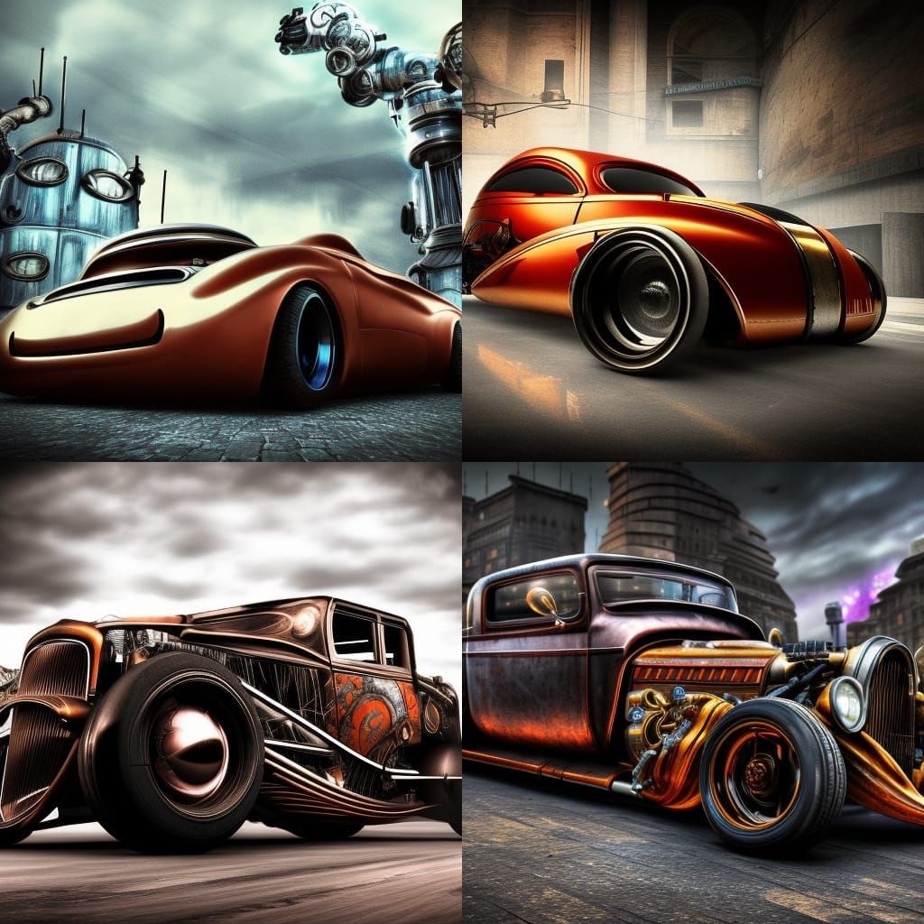 Futuristic photorealism hot rod dark sinister steampunk . 8k hdr ...