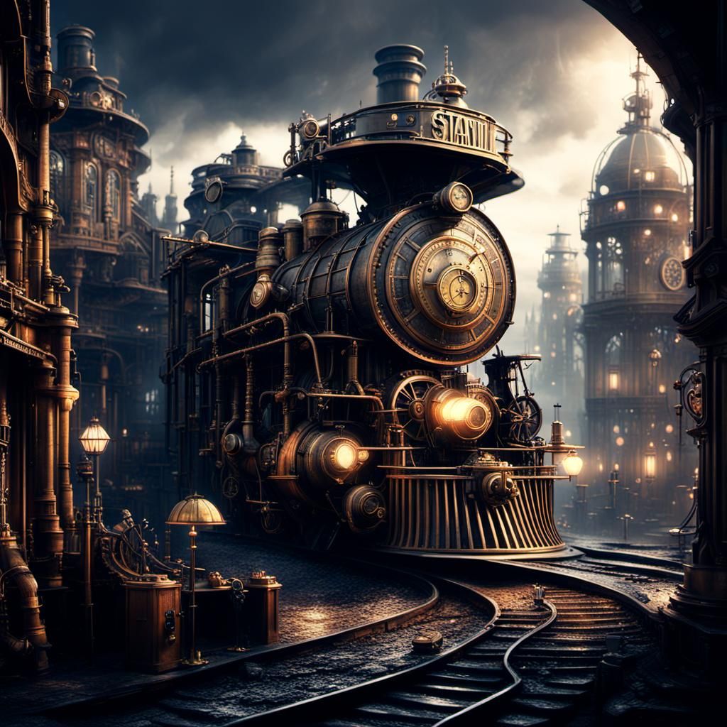 Steampunk Station - AI Generated Artwork - NightCafe Creator