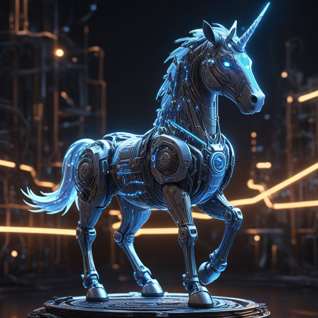 Regal cyborg unicorn - Cyberpunk Unicorn in Regal Stance
