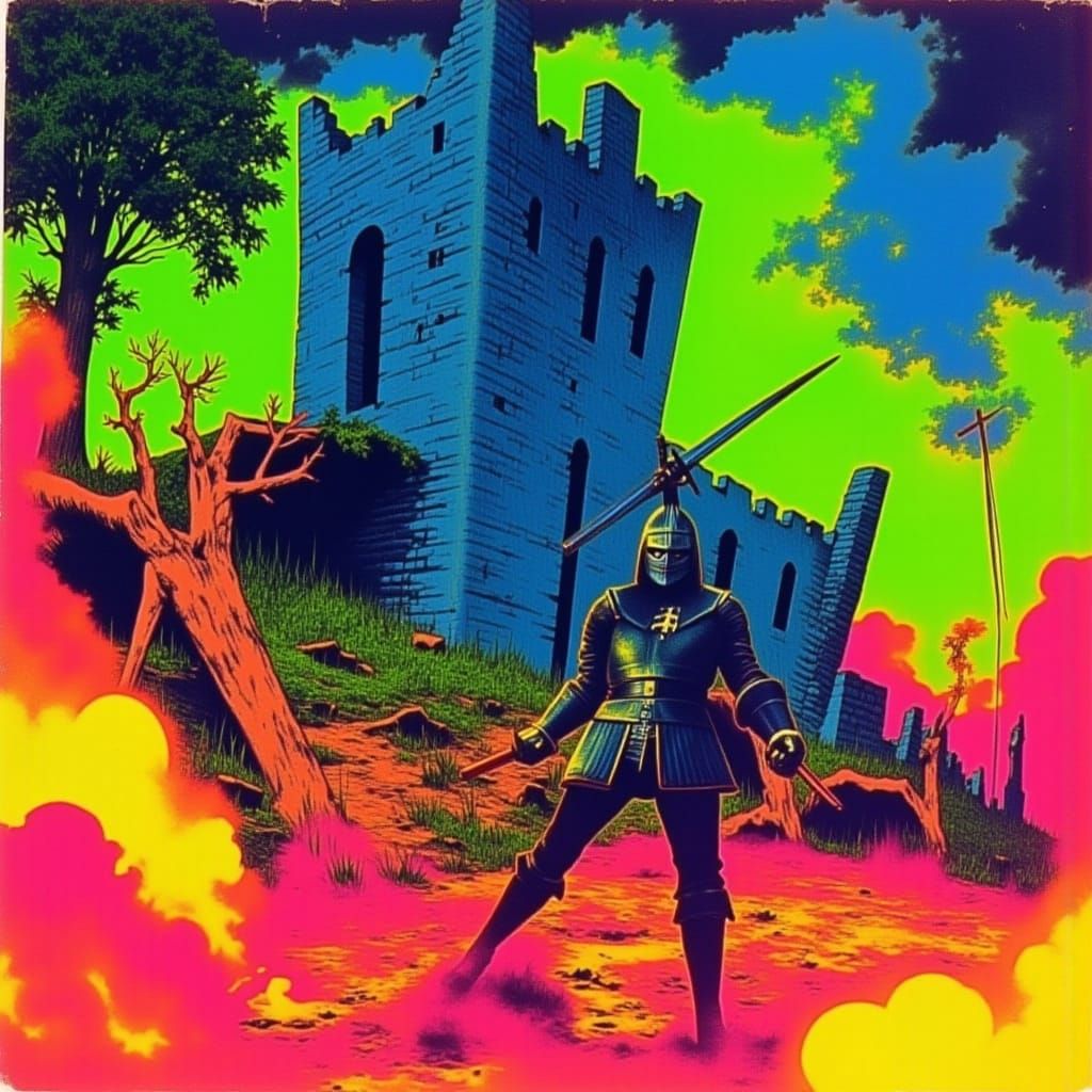 Dark Fantasy Album Cover in Distressed Medieval St... - AI Art