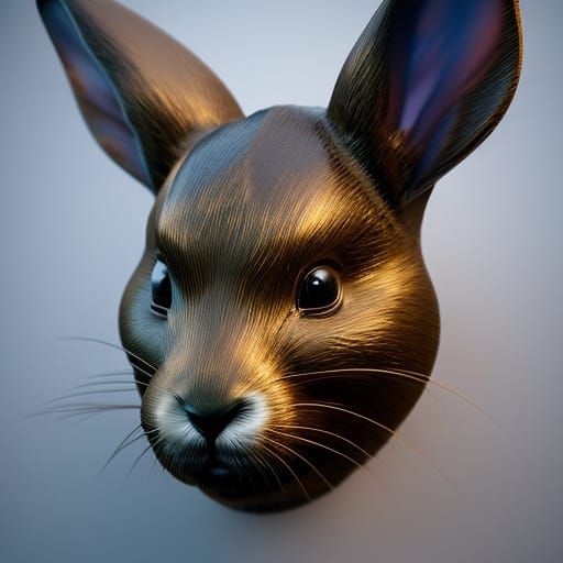 Cute Bronze 3D Rabbit Head - AI Generated Artwork - NightCafe Creator