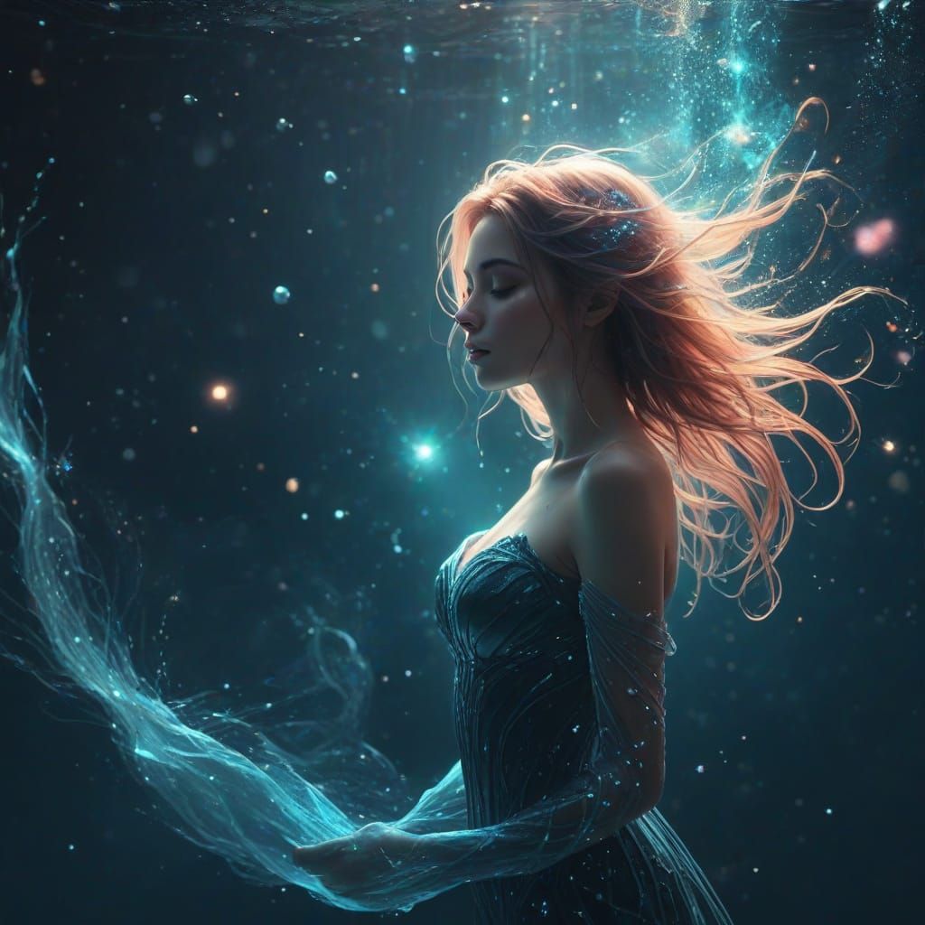 The mermaid - Surreal Mermaids Swim in Celestial Ocean Depth...