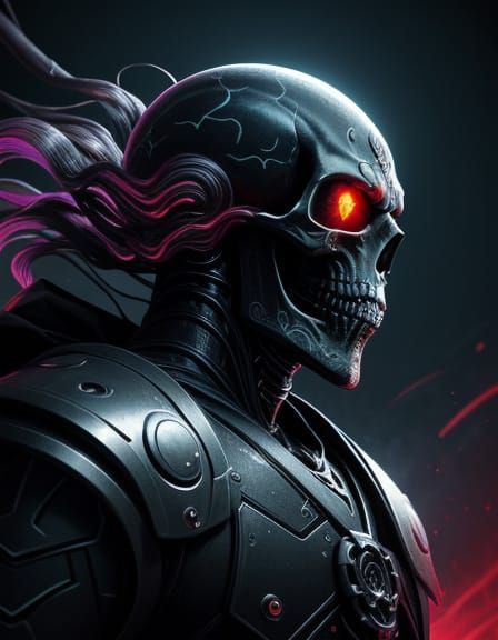 Art Nouveau. Skull commando wearing a cursed armor. Like the flames of ...