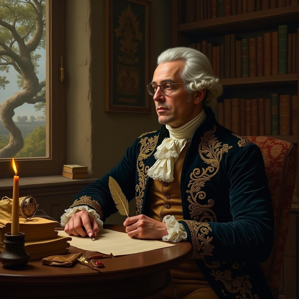 A 18th Century Philosopher's Introspective Study i... - AI Art