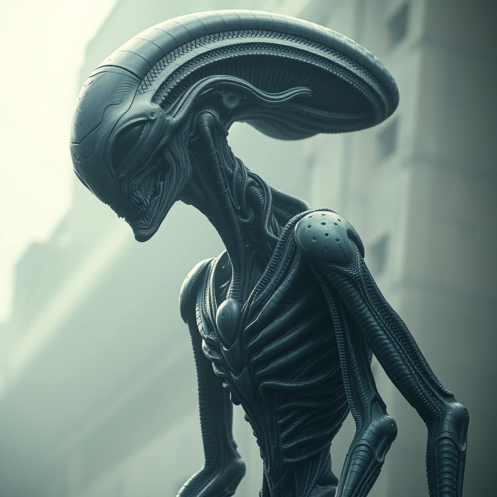 Ethereal Grey Entity Emerges from Misty Haze in Im... - AI Art