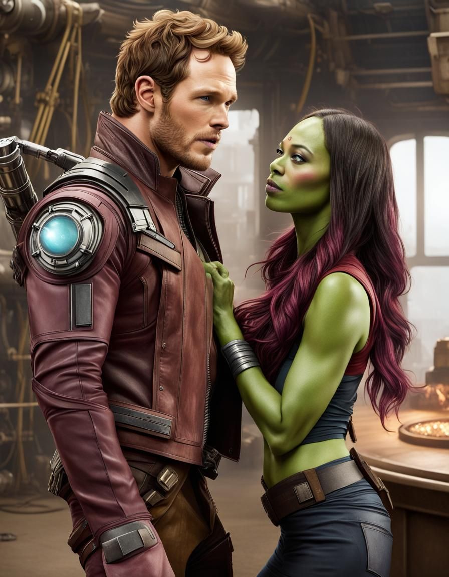 Star-Lord and Gamora as a couple in action - AI Generated Artwork ...