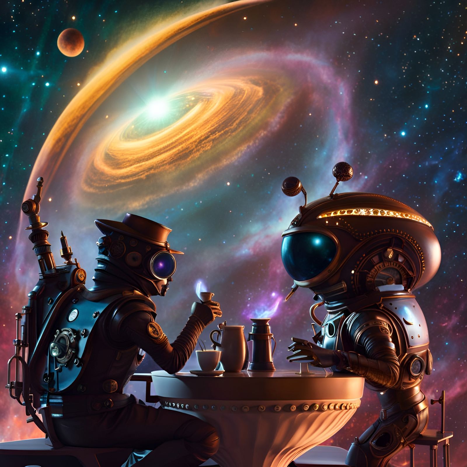 Aliens enjoying a coffee at the local coffee shop - AI Generated ...