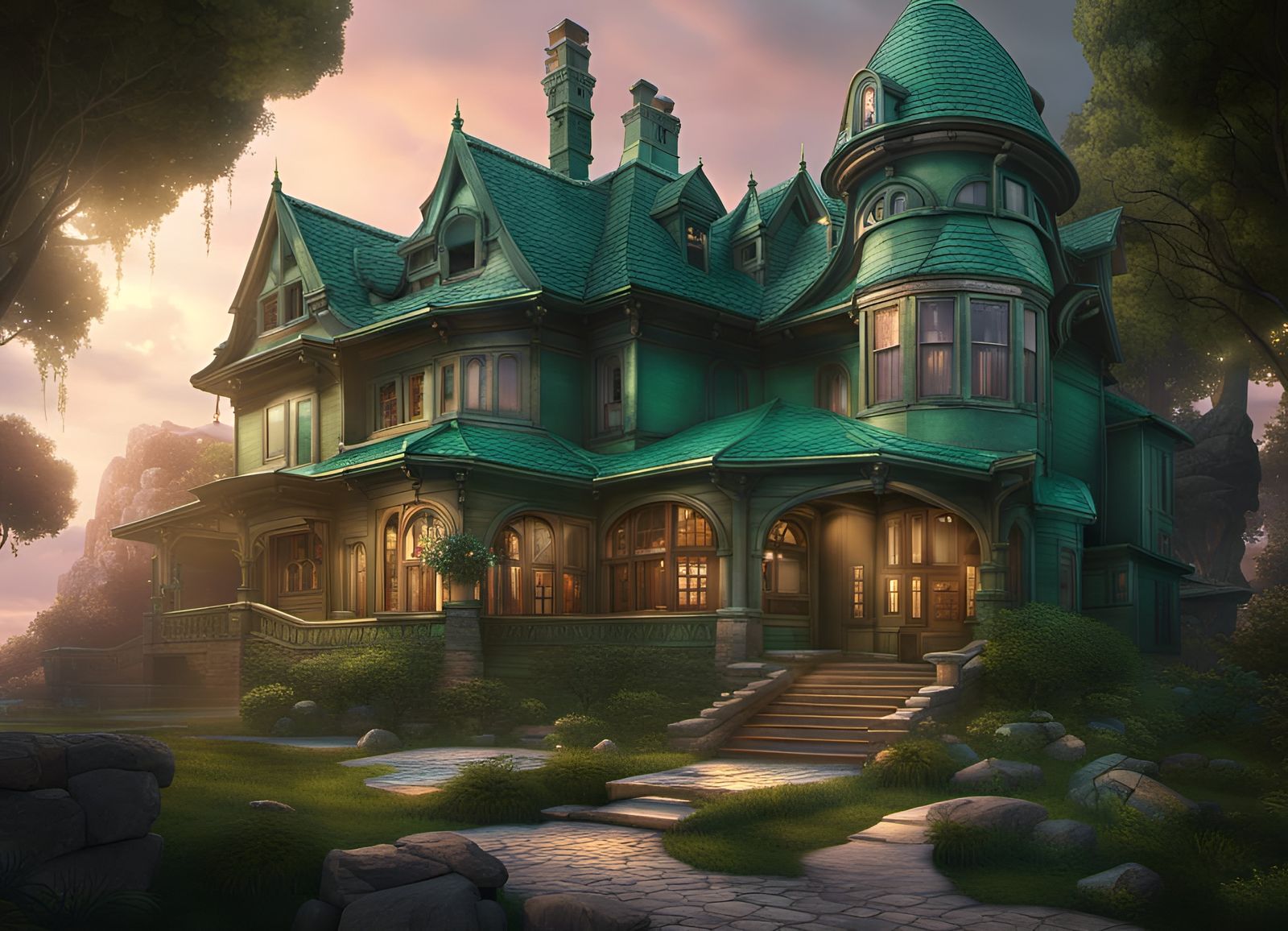 Emerald Cottage II - AI Generated Artwork - NightCafe Creator