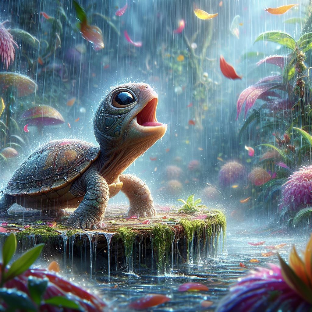 Shell-ebration in the Rain - AI Generated Artwork - NightCafe Creator